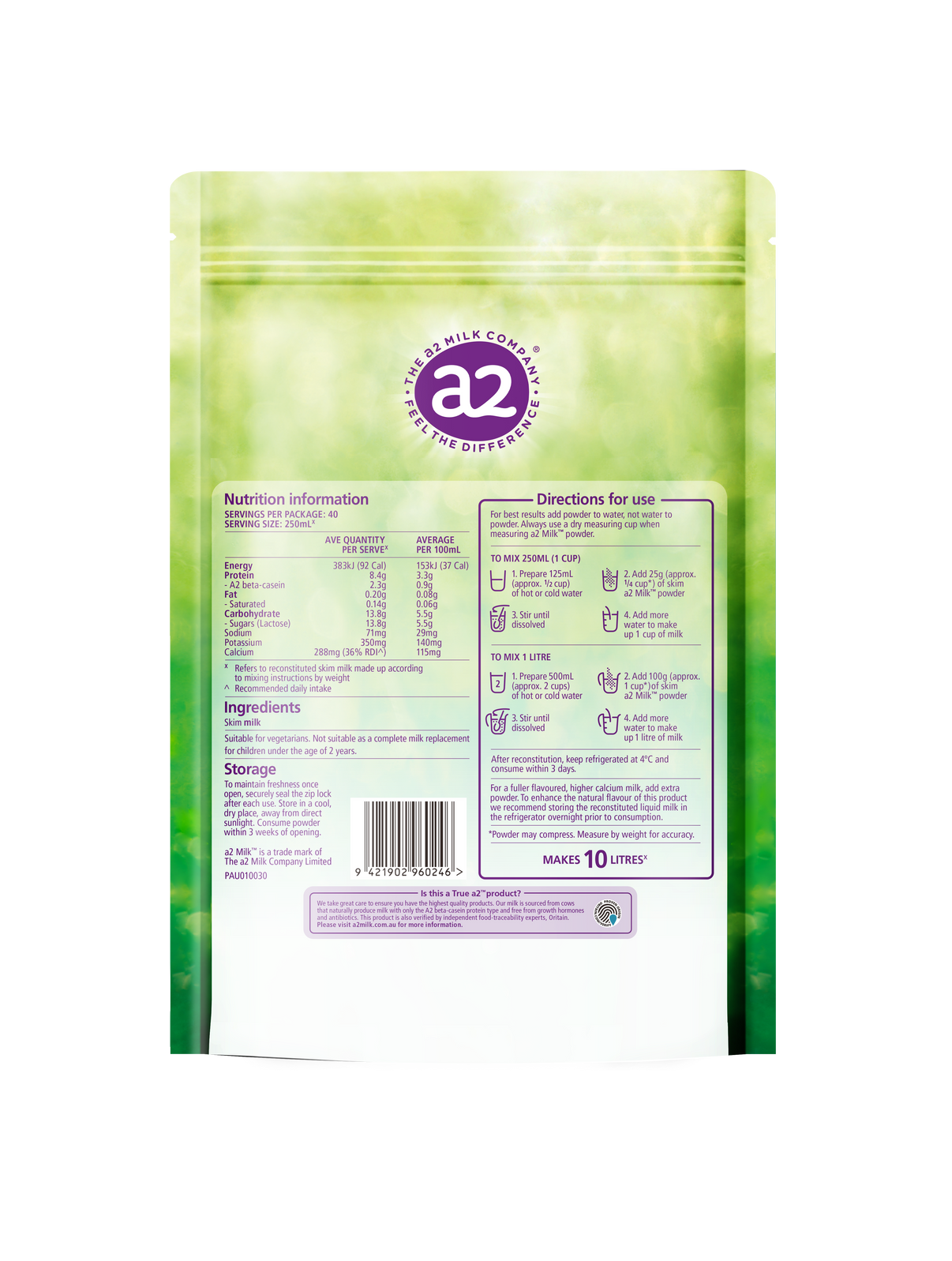 Skim a2 Milk® Premium instant milk powder 1kg – a2 Store®