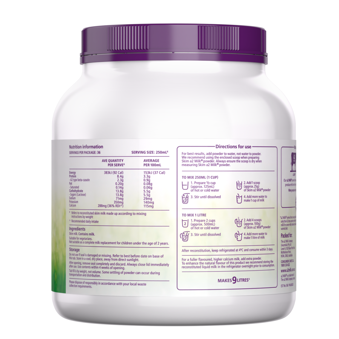 Skim a2 Milk® Premium instant milk powder 900g – a2 Store®